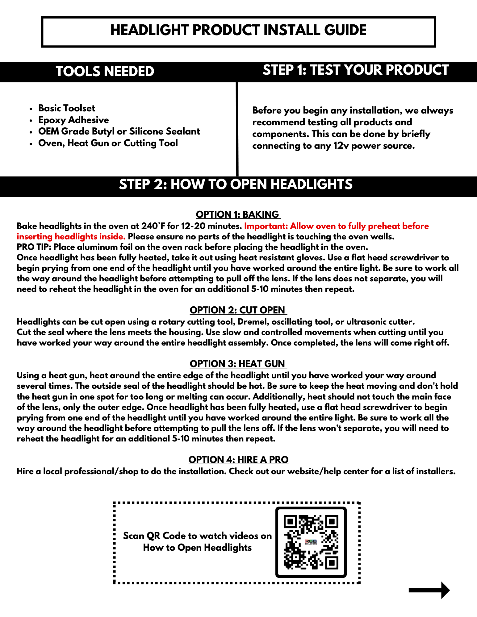 Headlight Product Install Guide – RGB HALO KITS