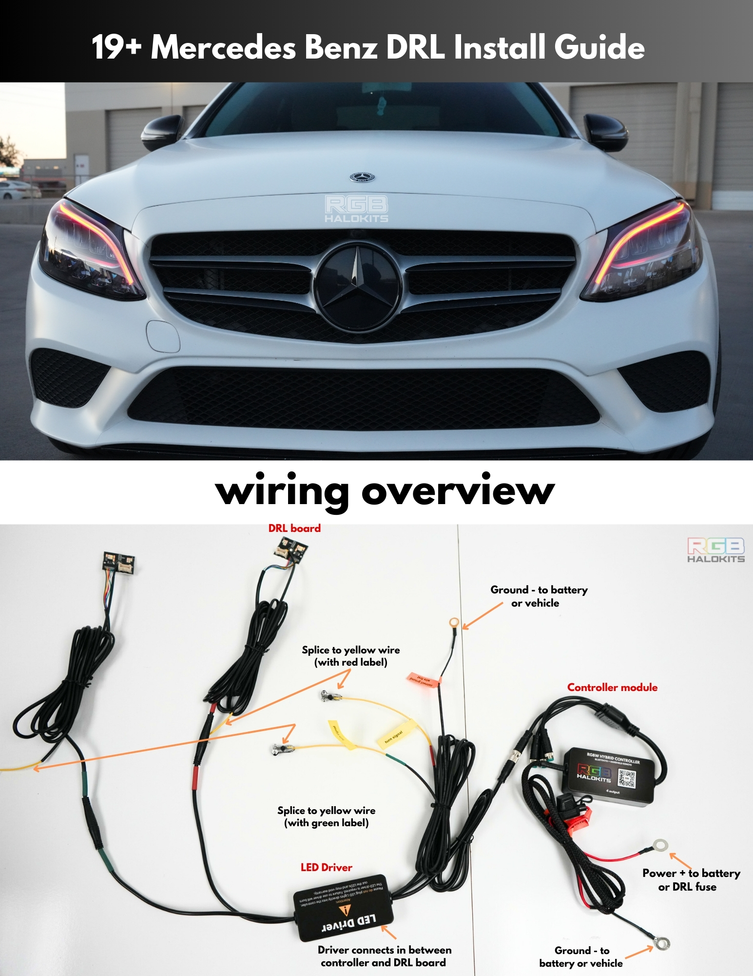 2019+ Mercedes-Benz C-Class RGB DRL Board Installation Guide [Full LED ...
